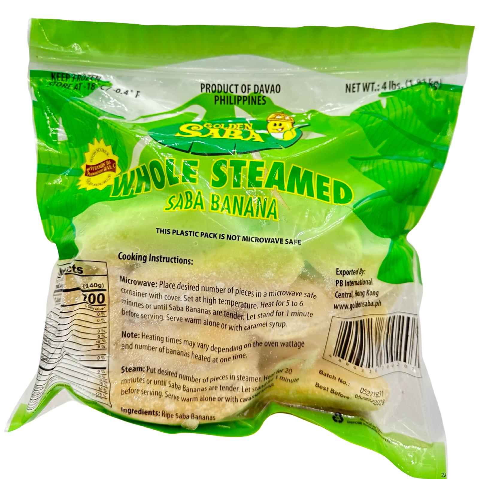 Golden Saba - Whole Banana (Institutional Pack) - FROZEN - 4 LB – Sukli ...