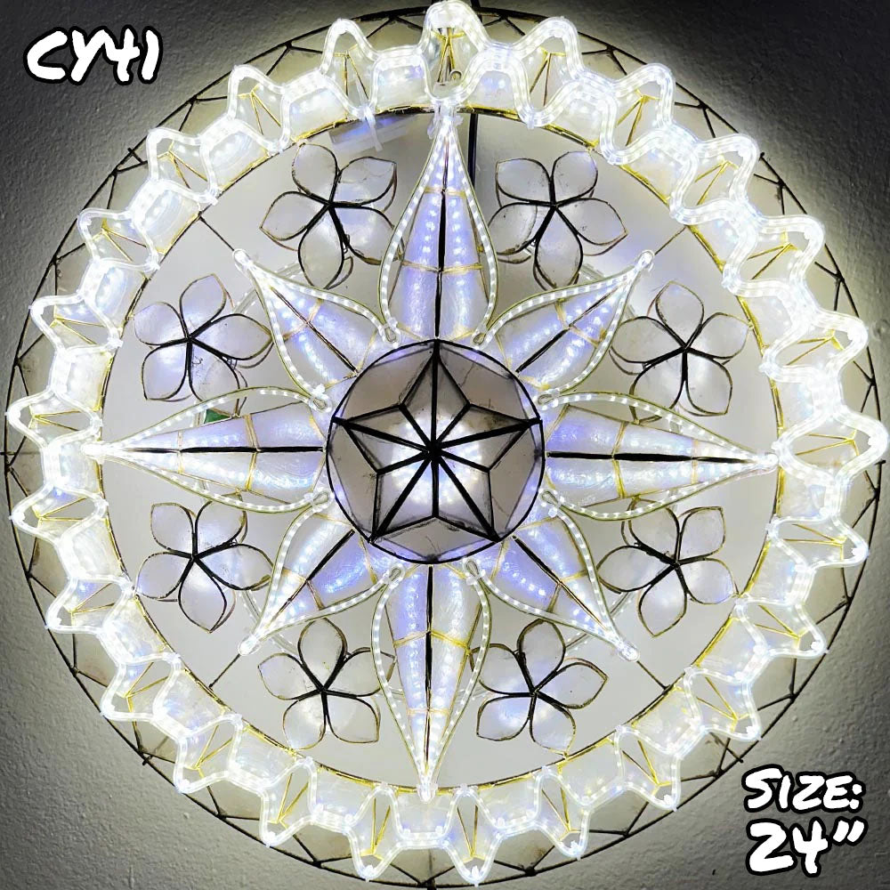 Philippines Christmas Capiz Parol Lantern Star (Tala) - WHITE ONLY LED ...