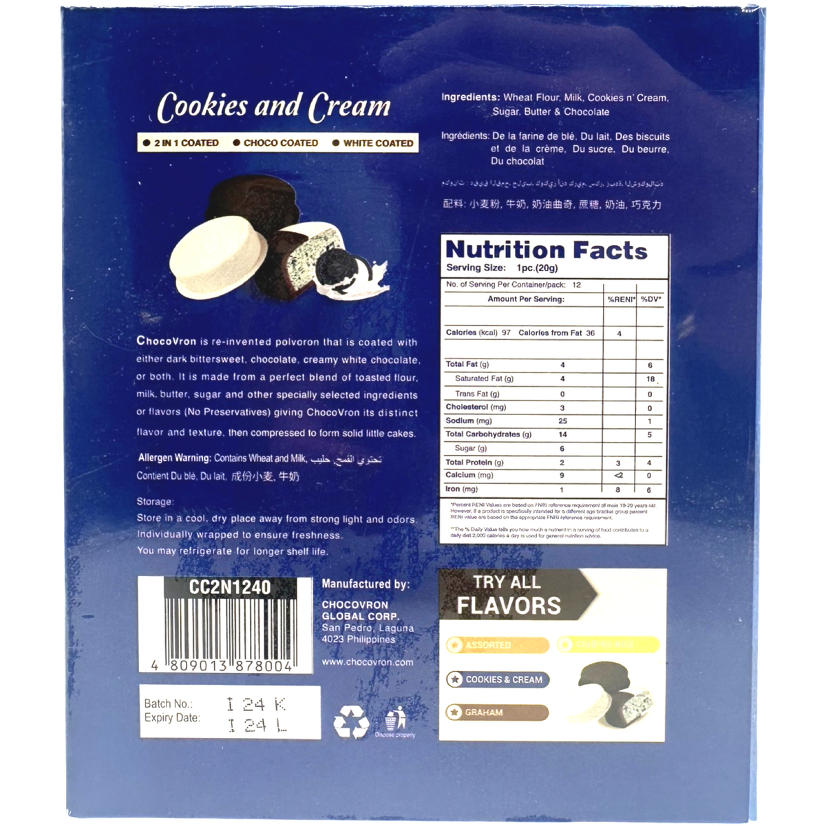 ChocoVron - Chocolate Coated Polvoron - Cookies & Cream - Choco, White ...