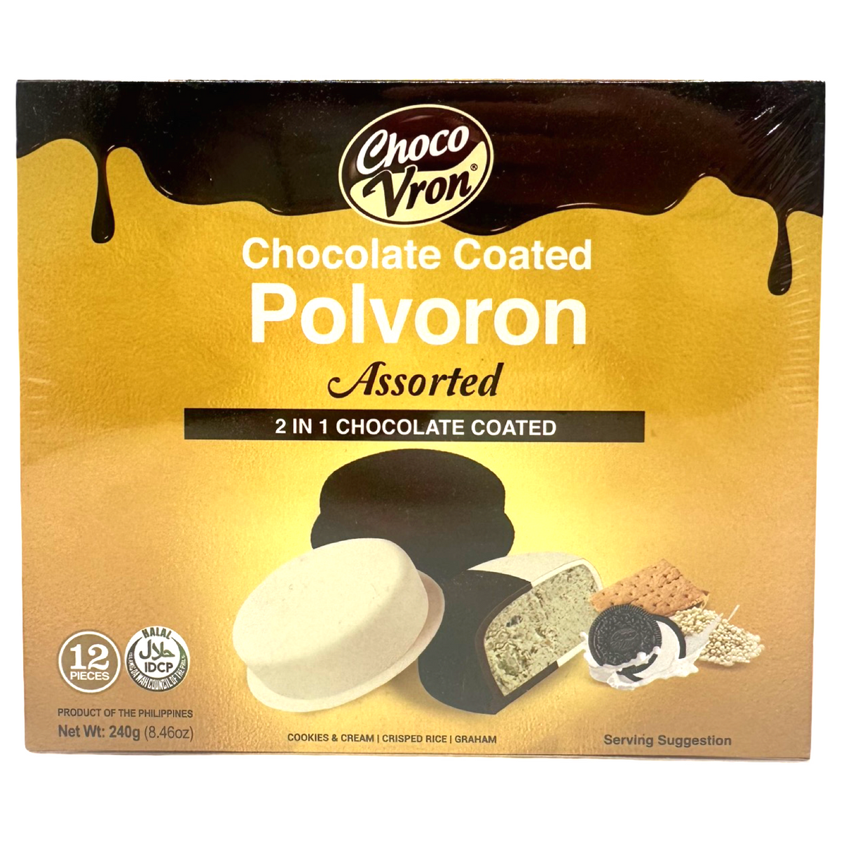 ChocoVron - Chocolate Coated Polvoron - Assorted - Choco, White, 2 in ...