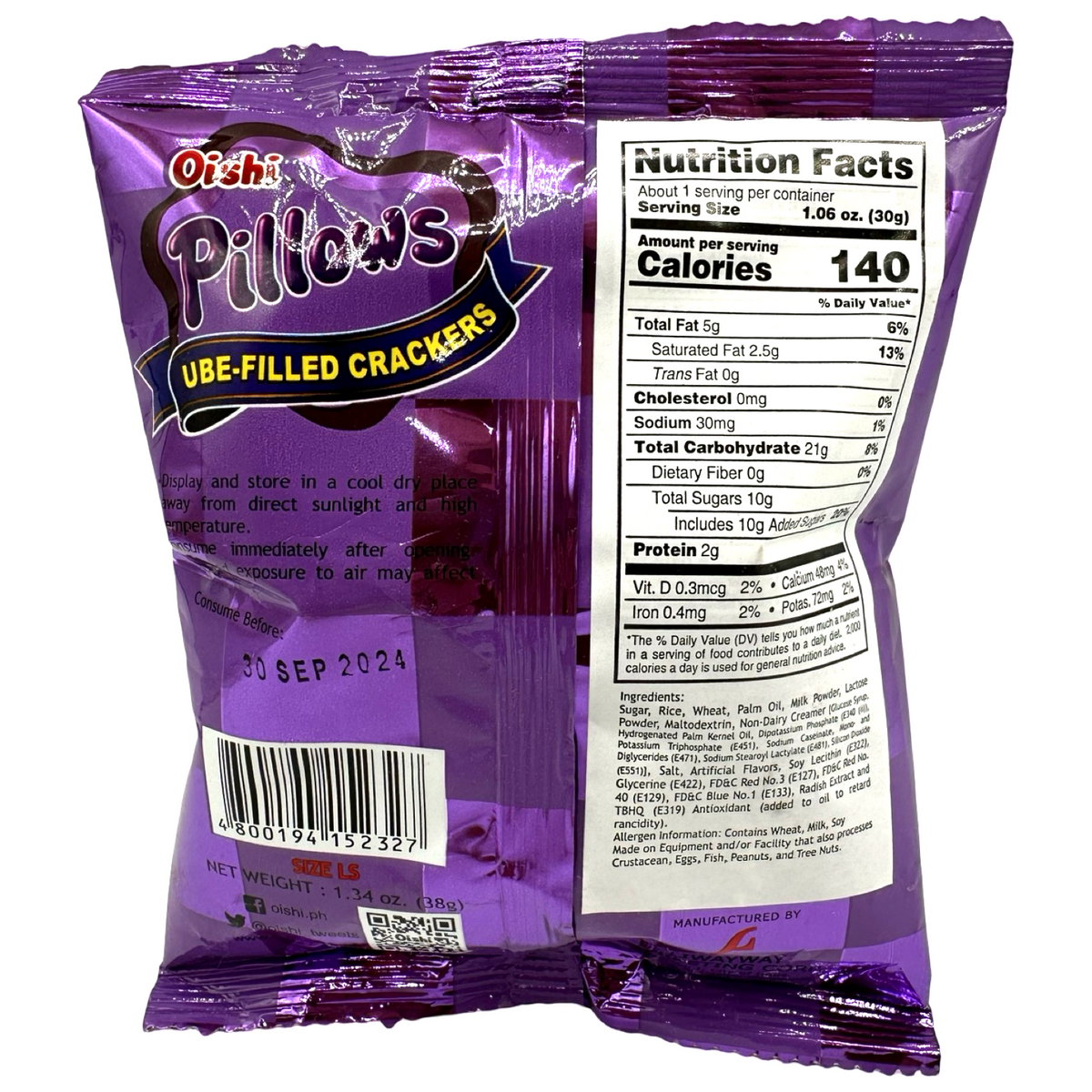 Oishi - Ube Pillows Crackers (Small) - 38 G – Sukli - Filipino Grocery ...