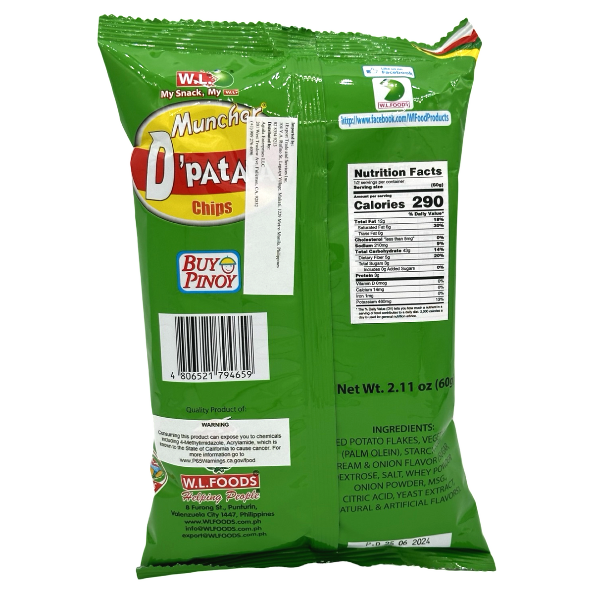 W.L. Foods - Muncher D' Patata - Sour Cream & Onion - 60 G – Sukli ...
