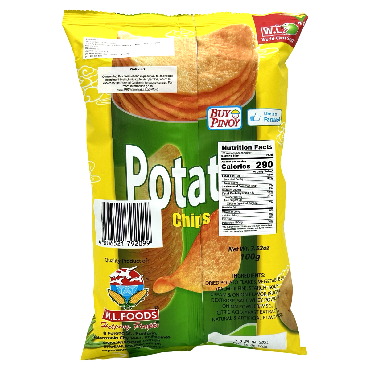 W.L. Foods - Muncher Potato Chips - Sour Cream & Onion - 100 G – Sukli ...