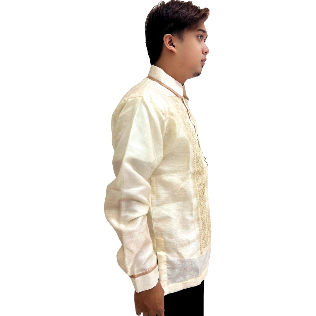 Barong Tagalog Special Double Lining with Piping Brown Bayong Design ...