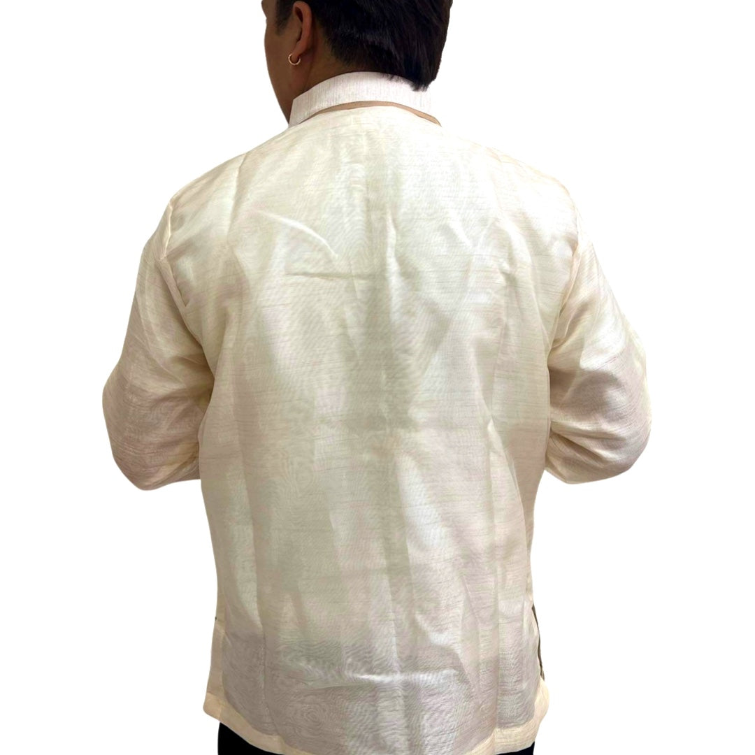 Barong Tagalog Special Double Lining with Piping Brown Leaves Design ...