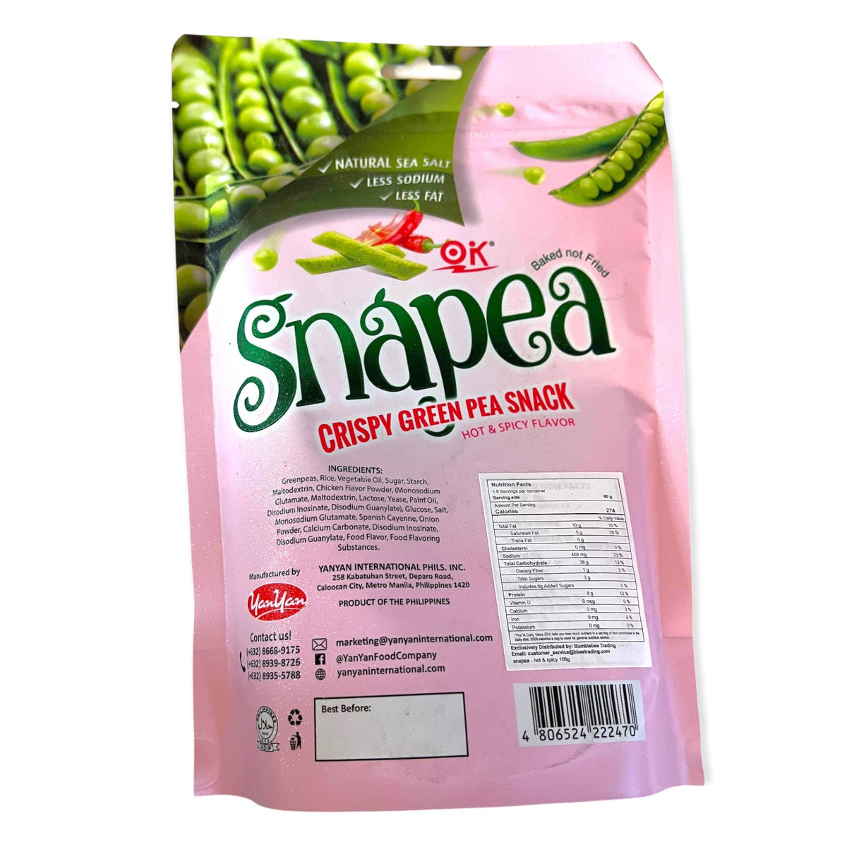 OK - Snapea - Crispy Green Pea Snack - Hot & Spicy - 108 G – Sukli ...