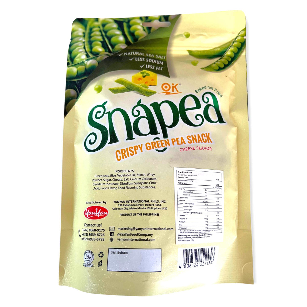OK - Snapea - Crispy Green Pea Snack - Cheese - 108 G – Sukli ...