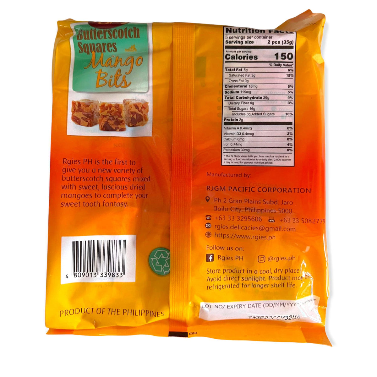 RGIES - Butterscotch Squares with Mango Bits - 10 Pieces - 170 G ...