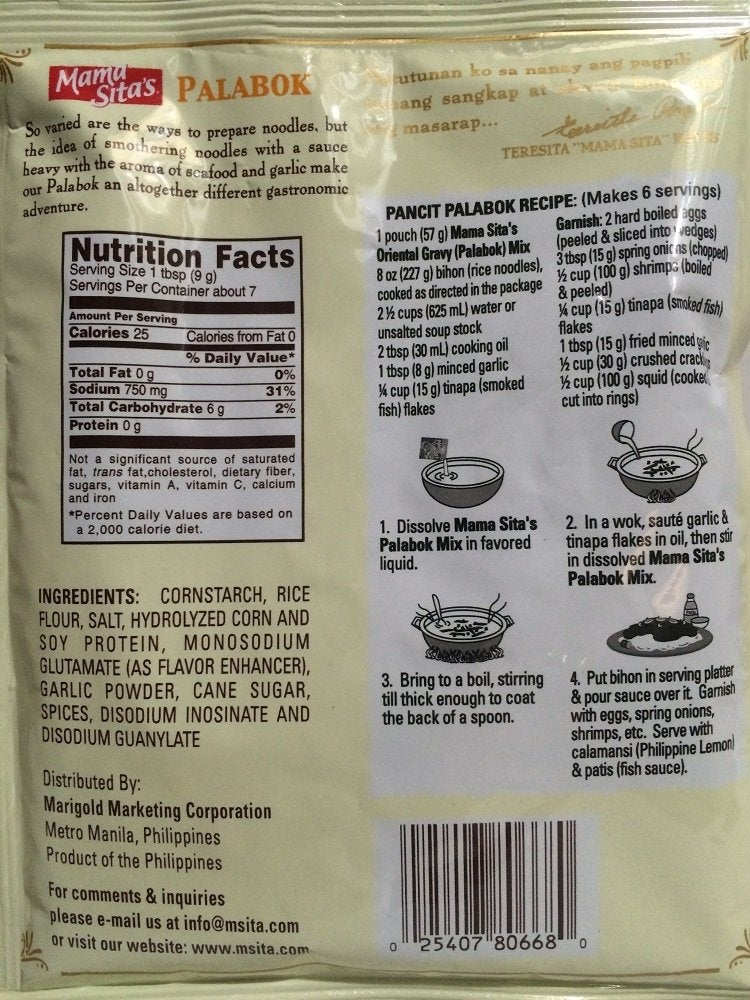 Mama Sita's - Palabok Oriental Gravy Mix - 2 OZ – Sukli - Filipino ...