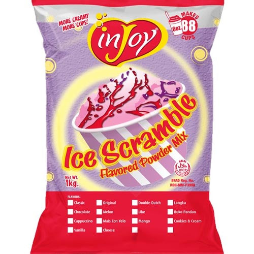 InJoy - Ice Scramble Flavored Powder Mix - UBE Flavored - Makes 88 Cup ...