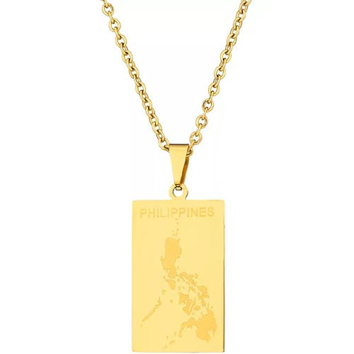 Philippine Map Pendant Necklace Jewelry - Stainless Steel / Gold Plate ...