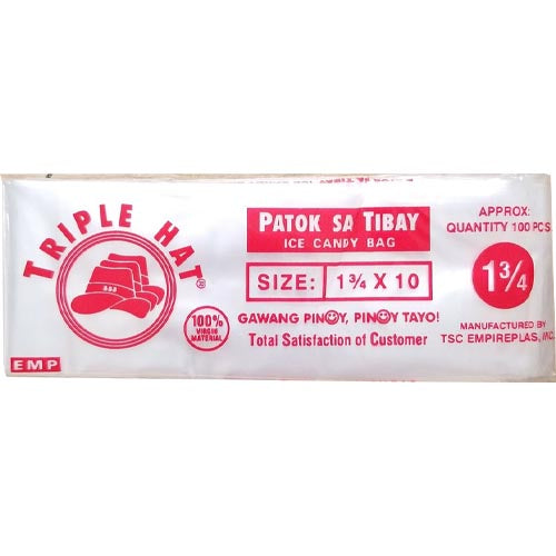 Triple Hat - PE Ice Candy Bag / Wrapper - Size 1-1/2 X 10 - 100 Pieces ...