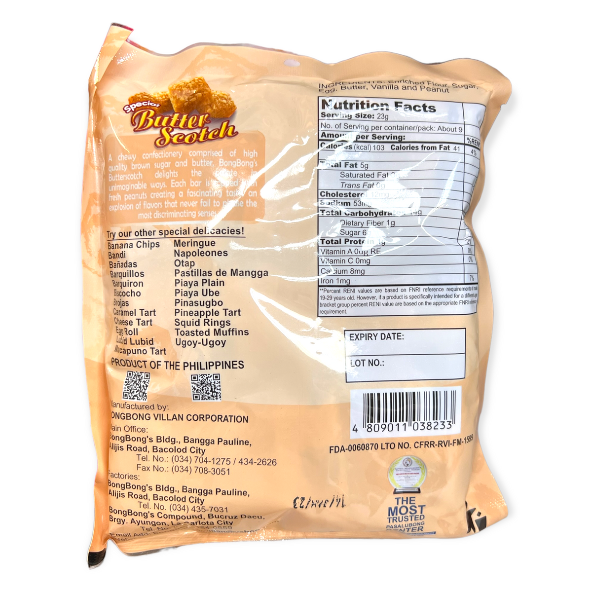BongBong’s Special Butterscotch 200g – Sukli - Filipino Grocery Online USA
